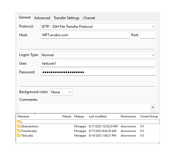 Acubiz (SFTP) MFT Platform Settings – Acubiz Help Center