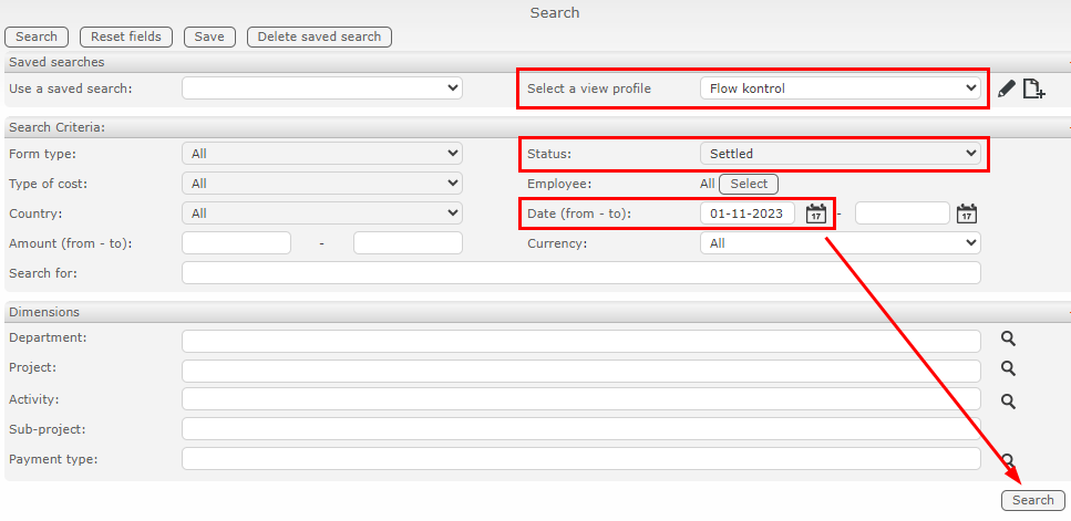 Example of Search Profile (View profile) – Acubiz Help Center