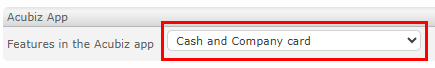 Cash and company card buttons in the Acubiz app – Acubiz Help Center