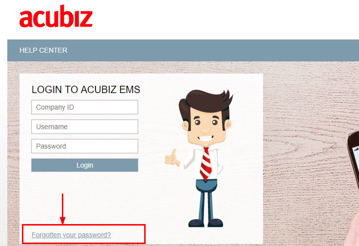 Request a New Password – Acubiz Help Center